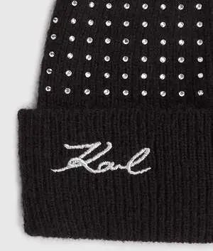 Karl Lagerfeld K/signature Rhinestone Beanie