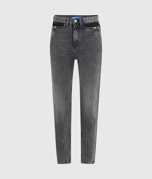 Karl Lagerfeld Cut-out Mom Jeans - Washed Dark