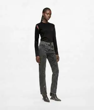 KL JEANS Zipped High-rise Straight Jeans - Stone Washed Black
