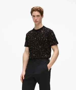 Karl Lagerfeld Monogram Rhinestone T-shirt - Black