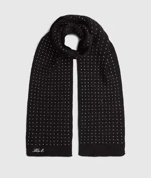 Karl Lagerfeld K/signature Long Rhinestone Scarf - Black