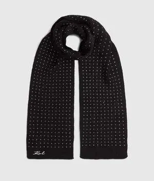 Karl Lagerfeld K/signature Long Rhinestone Scarf - Black