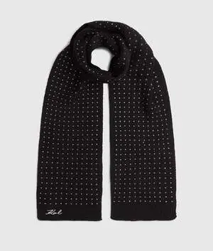 Karl Lagerfeld K/signature Long Rhinestone Scarf - Black