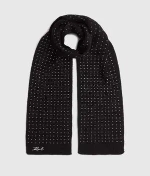 Karl Lagerfeld K/signature Long Rhinestone Scarf - Black