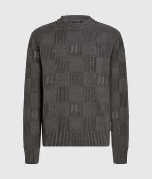 Karl Lagerfeld Monogram Checked Knitted Sweater - Shadow