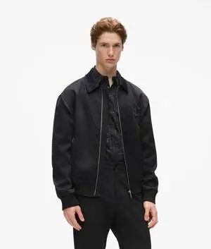 Karl Lagerfeld Monogram Satin Bomber Jacket