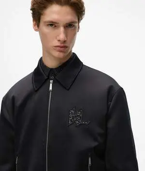 Karl Lagerfeld Monogram Satin Bomber Jacket
