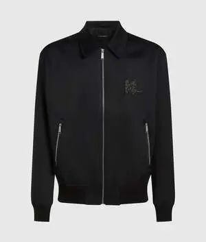 Karl Lagerfeld Monogram Satin Bomber Jacket