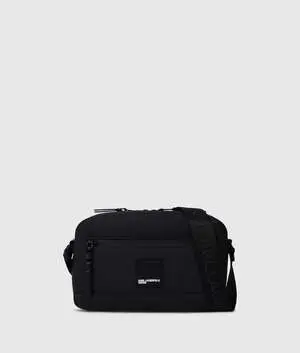 KL JEANS Coated Technical-leather Crossbody Bag - Black