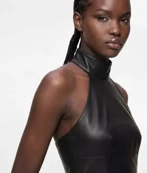 KL JEANS Faux-leather Halter Dress