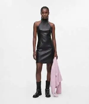 KL JEANS Faux-leather Halter Dress