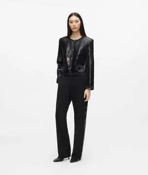 Karl Lagerfeld Sequin Tailored Pants - Black