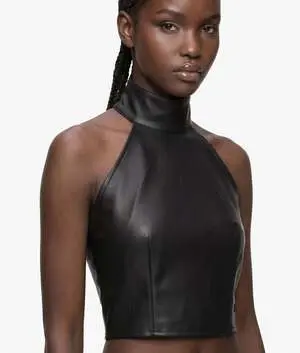 KL JEANS Jeans Faux-leather Halterneck Top