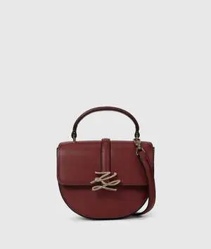 Karl Lagerfeld K/autograph Leather Top Handle Bag - Dark Cherry