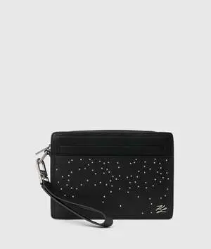 Karl Lagerfeld K/autograph Rhinestone Pouch - Black