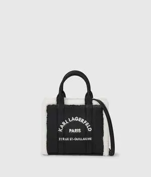 Karl Lagerfeld Rue St-guillaume Mini Faux-shearling Tote Bag - Black
