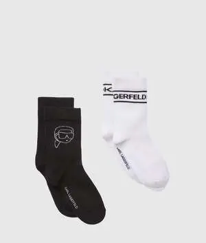 Karl Lagerfeld Logo And Ikon Karl Artwork Crew Socks