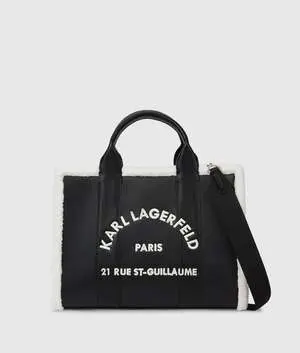 Karl Lagerfeld Rue St-guillaume Medium Faux-shearling Tote Bag - Black