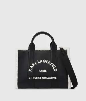 Karl Lagerfeld Faux-shearling Trim Tote Bag - Black