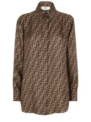 Fendi Silk Shirt Ff - Brown