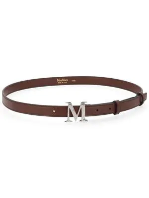 Max Mara Leather Belt With Logo Buckle - Brown