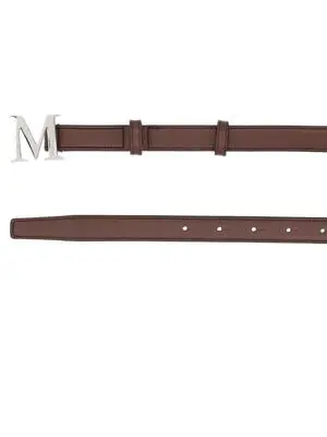 Max Mara Leather Belt With Logo Buckle - Brown