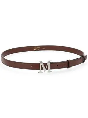 Max Mara Leather Belt With Logo Buckle - Brown