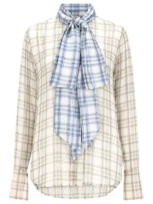 Acne Studios Silk Pussy Bow Blouse - Multicolor