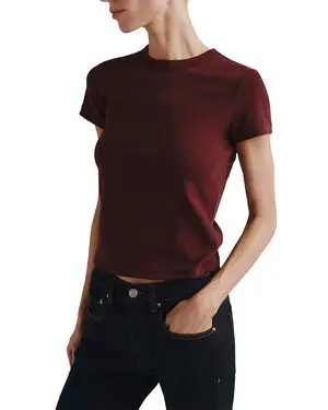 DL1961 Shrunken Cotton Stretch Tee - Maroon
