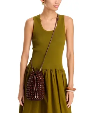 Farm Rio Mini Beaded Macrame Bucket Bag