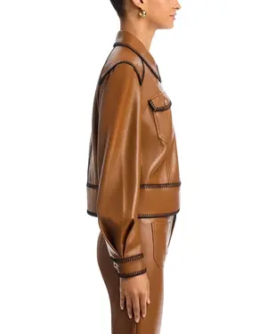 Cinq À Sept Kimmy Whipstitch Faux Leather Jacket