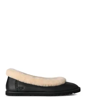 UGG Zora Leather And Shearling Flats - Black