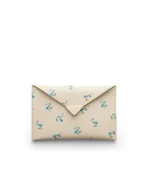 Prada Printed Saffiano Leather Envelope Clutch - Neutral