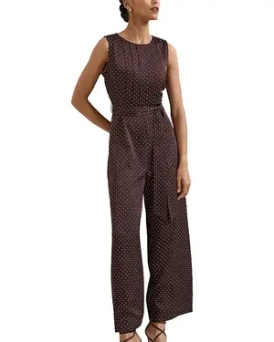 PHASE EIGHT Petite Janine Sleeveless Straight Leg Jumpsuit - Brown