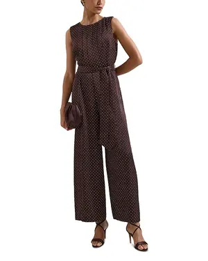 PHASE EIGHT Janine Sleeveless Straight Leg Jumpsuit - Brown