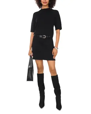 Vince Camuto Short Sleeve Raglan Mock Neck Sweater - Rich Black