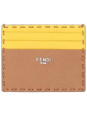 Fendi Leather Card Holder - Brown