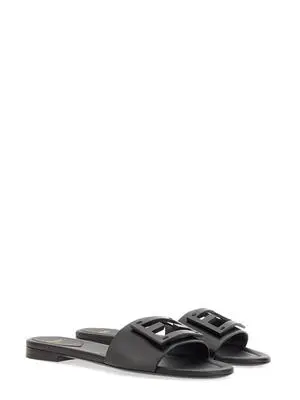 Fendi Leather Slides - Black