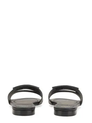 Fendi Leather Slides - Black