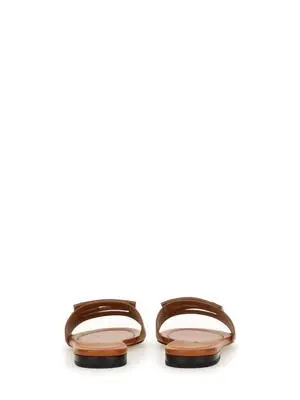 Fendi Leather Slides - Brown