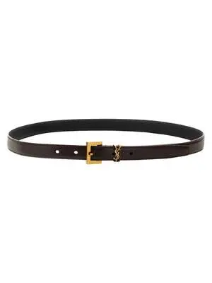 Saint Laurent Cintura Cassandre Sottile - Brown