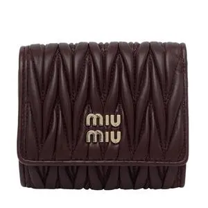 Miu Miu Logo Matelasse' Wallet - Red