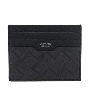 FERRAGAMO Monogram Print Cards Holder - Black