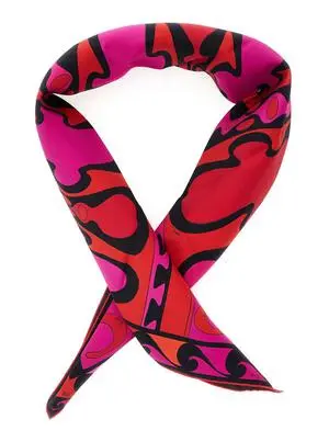 Emilio Pucci Pucci Women Fuchsia Square Scarf With All-Over Geometric Print In Silk For Women Multicolor
