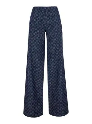 Gucci Chambray Gg Print Denim Pants - Multicolor