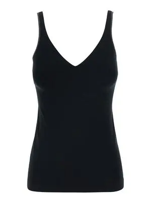 Brunello Cucinelli V-neck Tank Top With Embellished Edges - Black