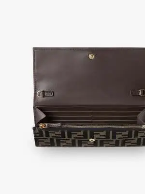 Fendi Ff Zucca Fabric Continental Wallet With Chain Tube