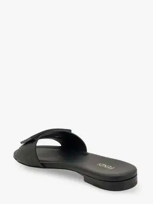 Fendi Leather Slides - Black