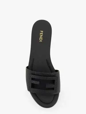 Fendi Leather Slides - Black