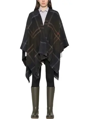 Barbour Check-pattern Fringed Cape